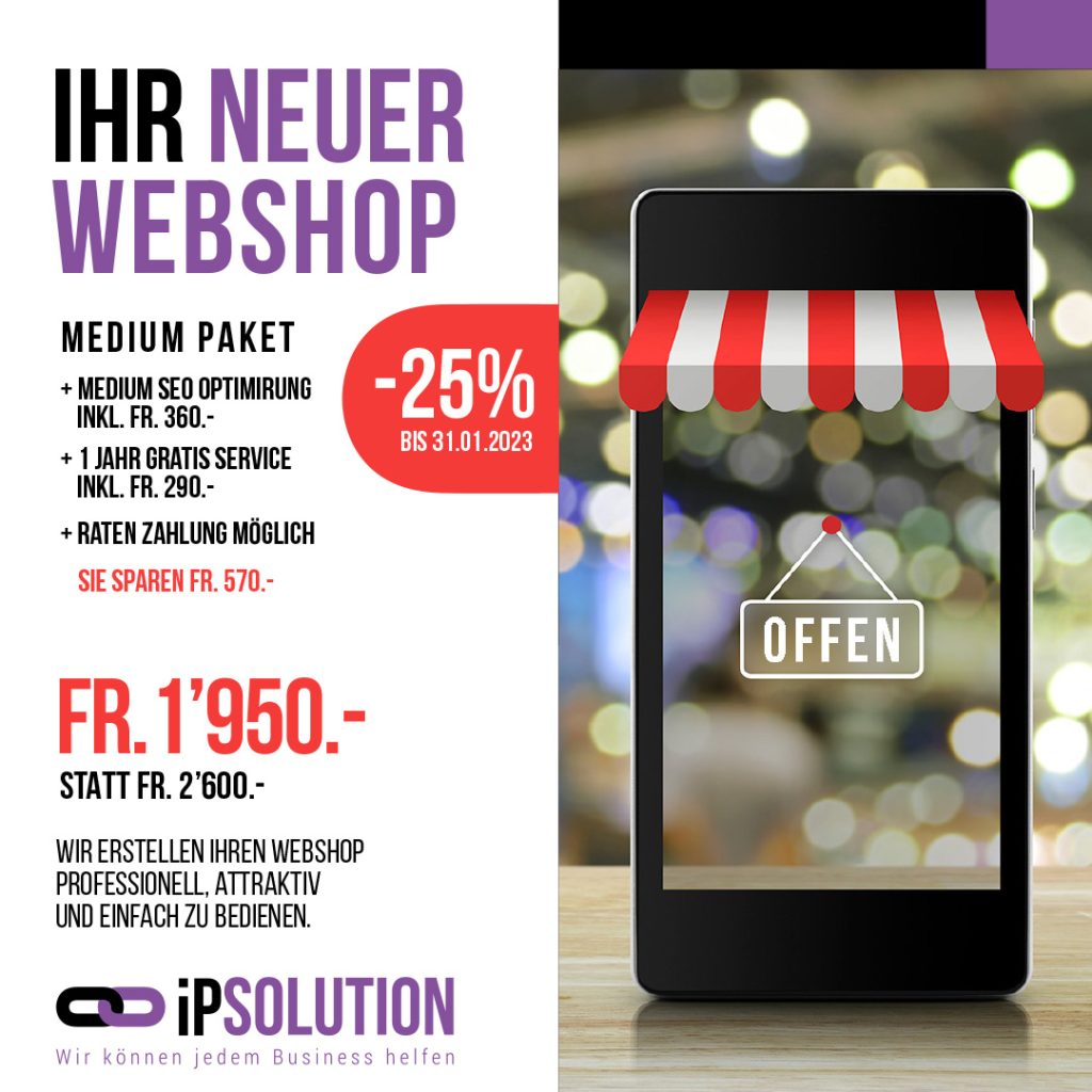 Formular Webshop Medium - IPSOLUTION Agentur